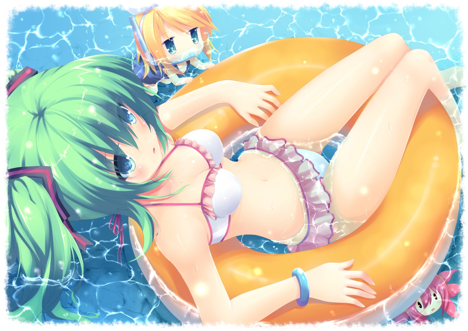 huohai vocaloid hatsune miku kagamine rin bikini chibi cleavage ...